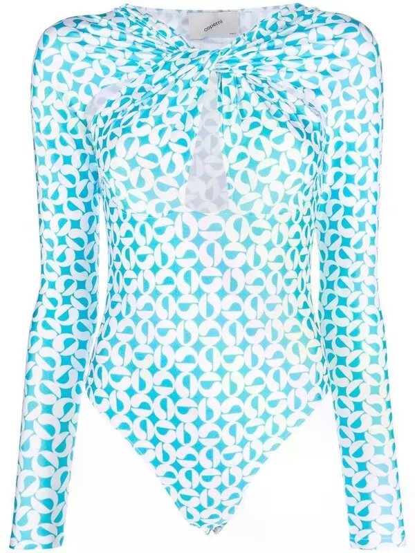 Coperni Geometric-print Long-sleeve Bodysuit