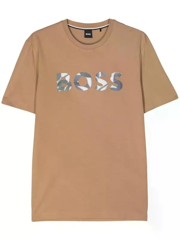 BOSS Logo-print Cotton T-shirt - Neutrals