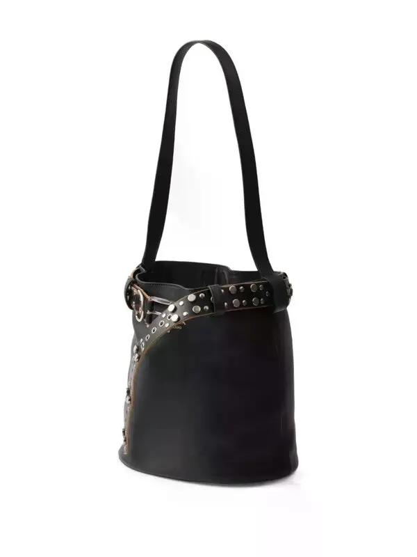 Prada Buckle Leather Bucket Bag