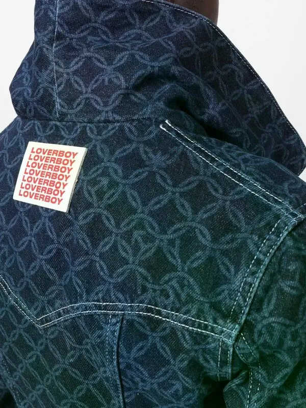 CHARLES JEFFREY Cropped Monogram-print Denim Jacket