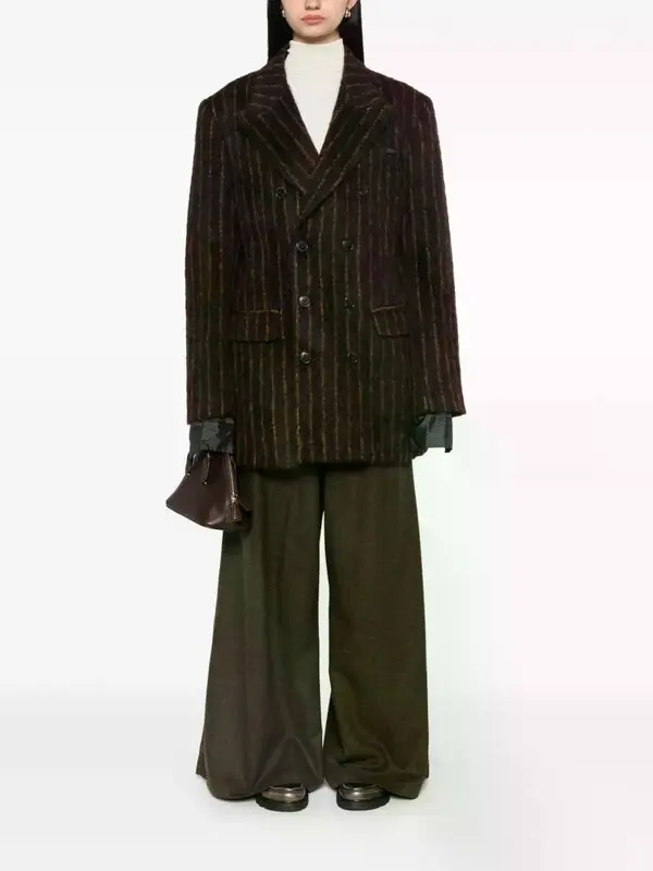 Martine Rose Double-breasted Pinstripe Wool-blend Blazer