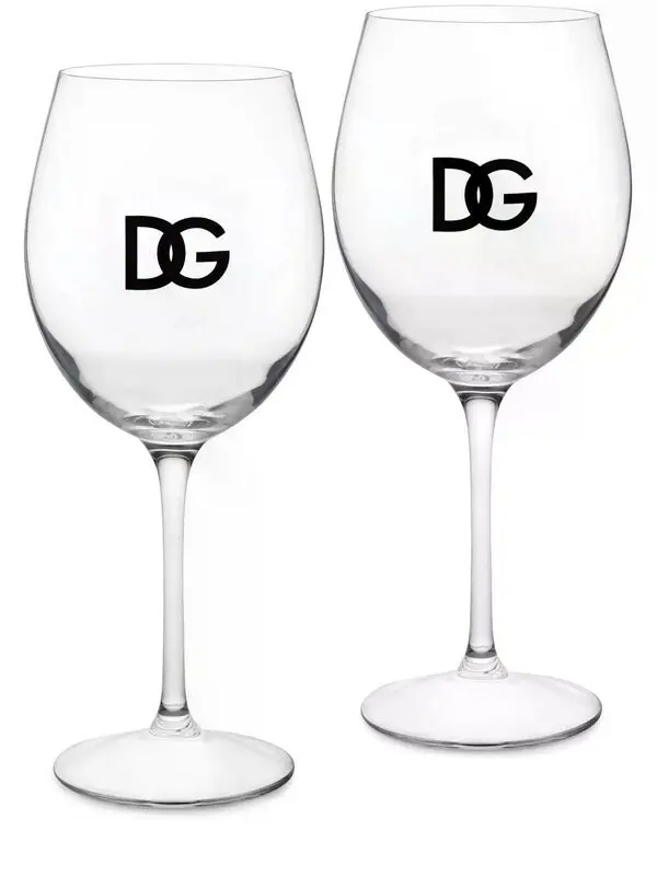 Dolce & Gabbana Logo-print Wine Glasses - Neutrals