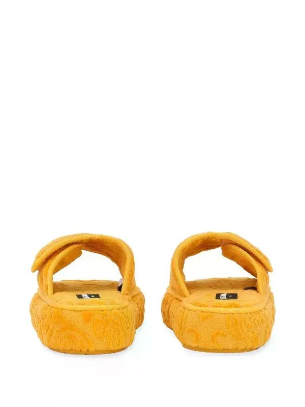 Dolce & Gabbana Logo-embroidered Terry Slippers - Yellow