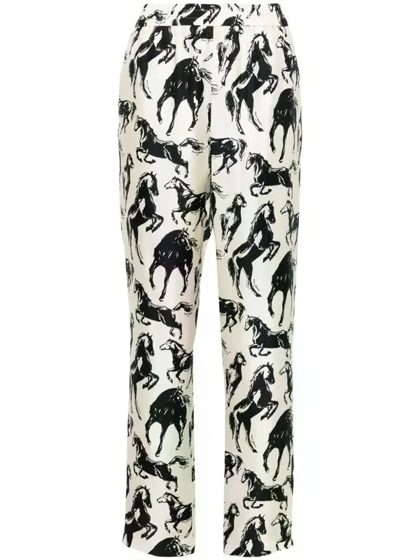 Balmain Horse-print Silk Tapered Trousers