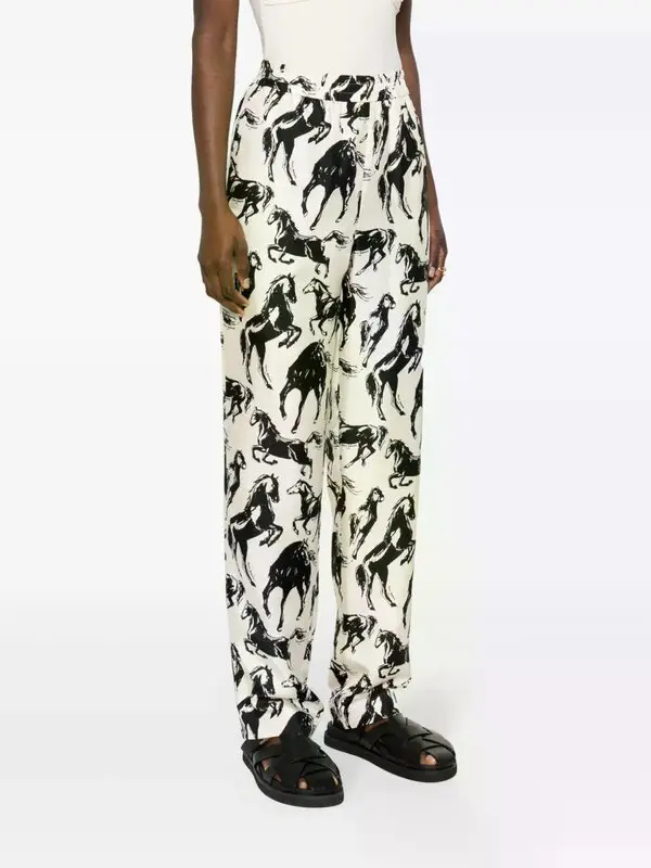 Balmain Horse-print Silk Tapered Trousers