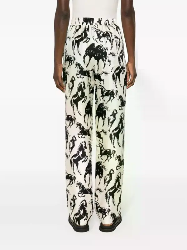 Balmain Horse-print Silk Tapered Trousers