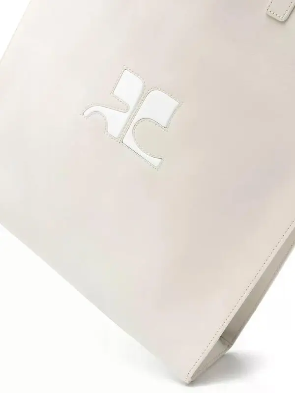 COURREGES Heritage Leather Tote Bag - Grey