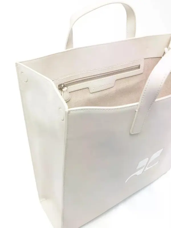 COURREGES Heritage Leather Tote Bag - Grey