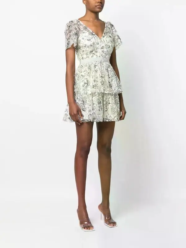 SELF-PORTRAIT Sequined Tiered Minidress