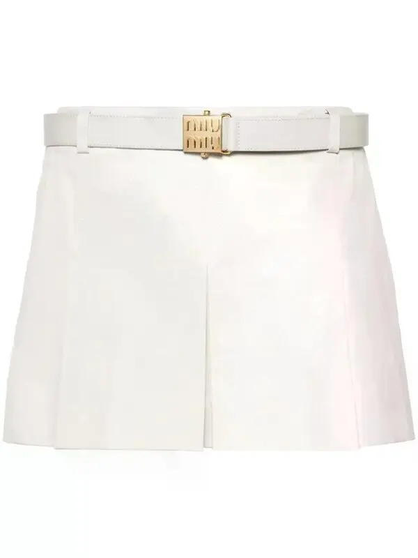 Miu Miu Logo-buckle Pleated Miniskirt