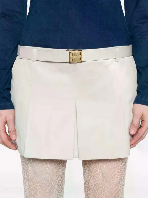 Miu Miu Logo-buckle Pleated Miniskirt
