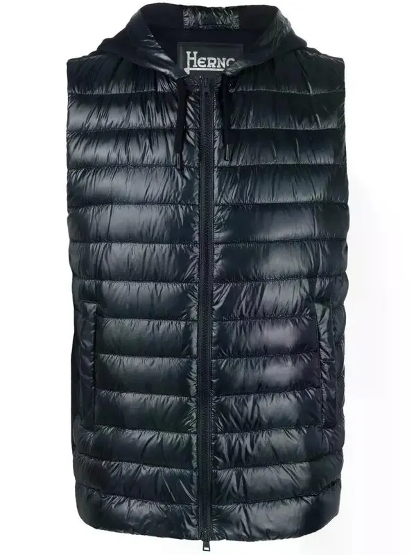 Herno Padded Hooded Gilet - Blue