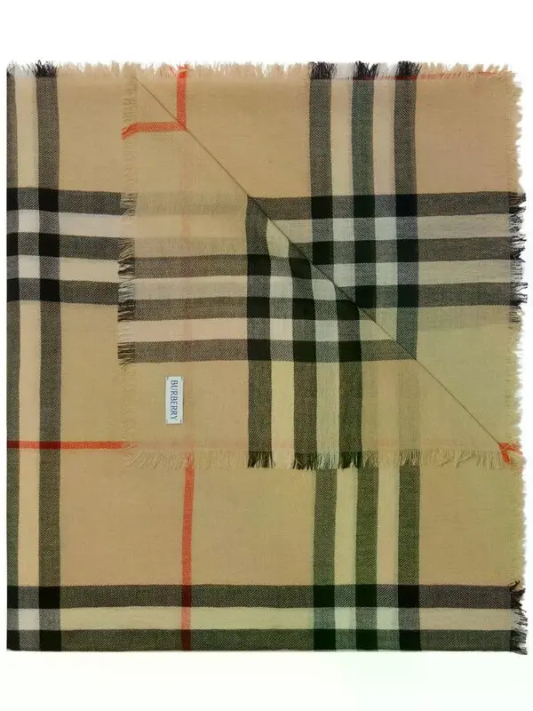 Burberry Check Wool Scarf - Neutrals