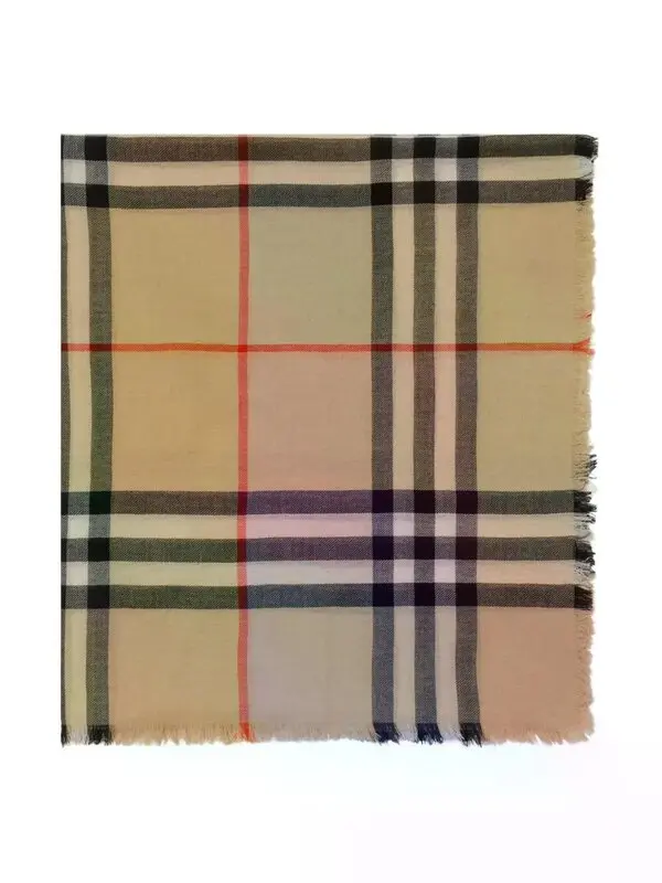 Burberry Check Wool Scarf - Neutrals
