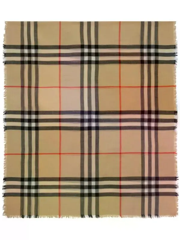 Burberry Check Wool Scarf - Neutrals