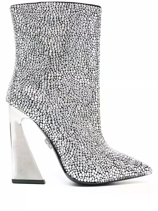 Philipp Plein Crystal-embellished Ankle Boots - Silver