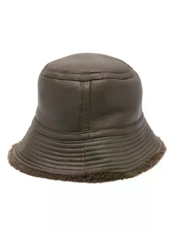 YVES SALOMON Lambskin Leather Bucket Hat - Brown