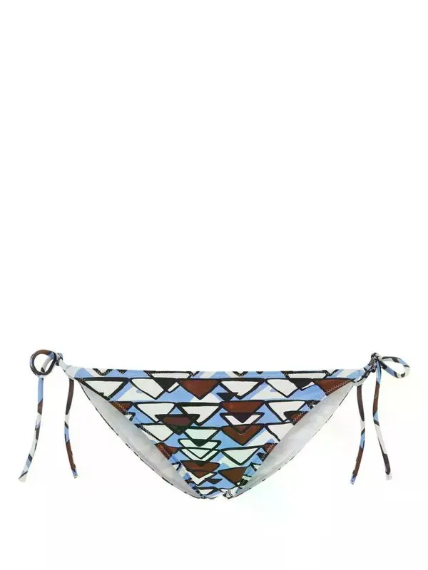 Prada Geometric-print Bikini Bottoms - Brown