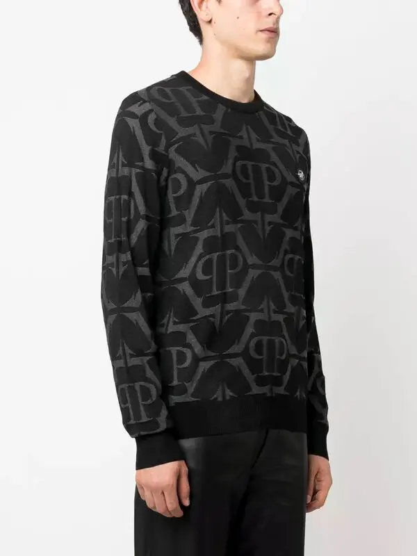 Philipp Plein Chrome Patterned Intarsia Sweatshirt