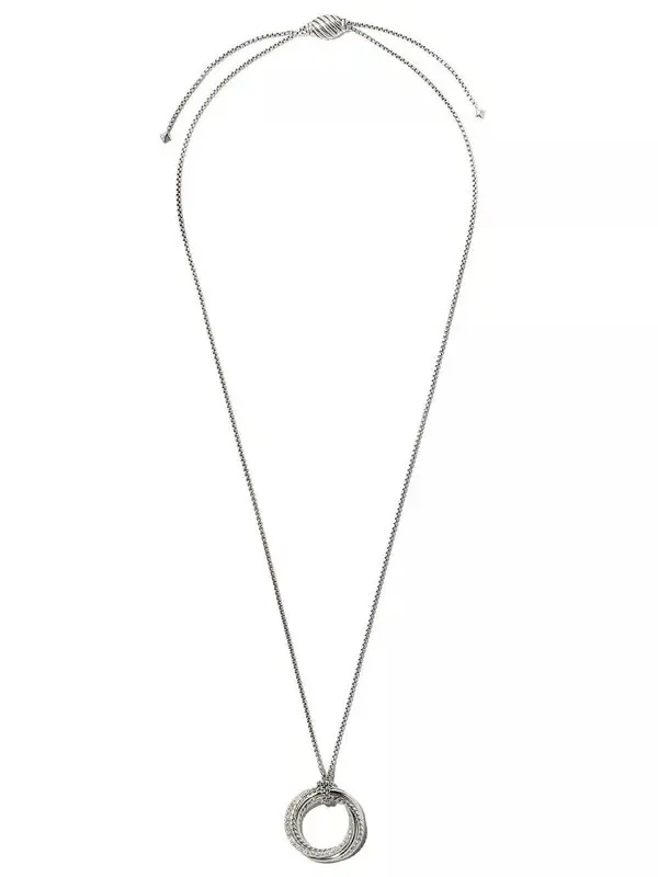 David Yurman Sterling Crossover Diamond Necklace - Silver