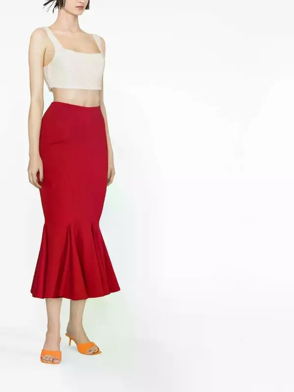 Attico Flared Hem Midi Skirt