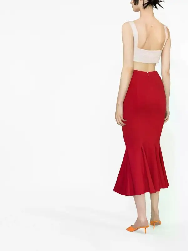 Attico Flared Hem Midi Skirt