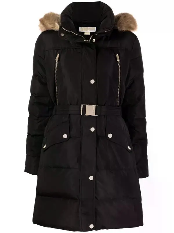 Michael Kors Belted Puffer Coat With Detachable Hood