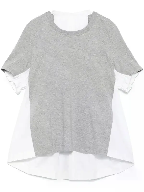 Sacai Contrast-panel T-shirt - Grey