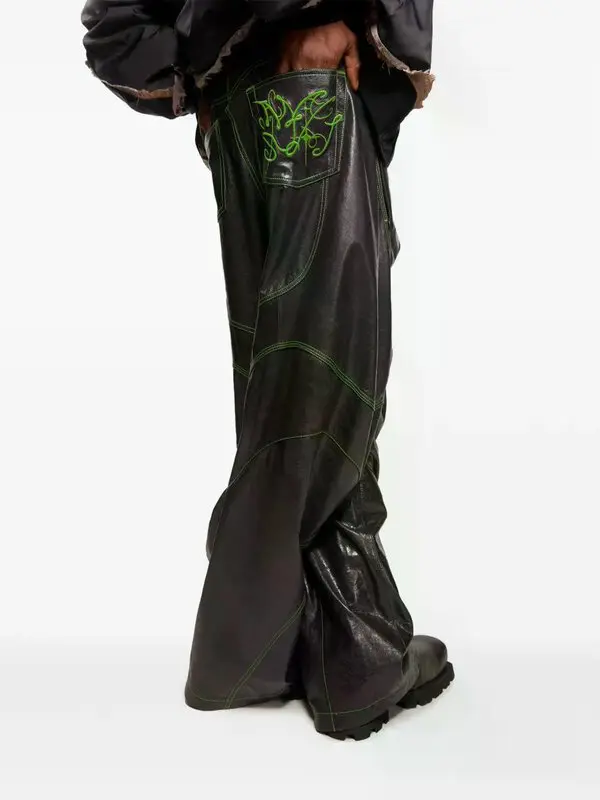 Acne Studios Logo-embroidered Leather Trousers