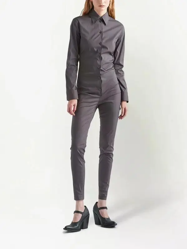 Prada Long-sleeve Poplin Jumpsuit