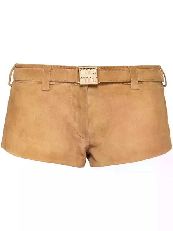 Miu Miu Belted Suede Shorts