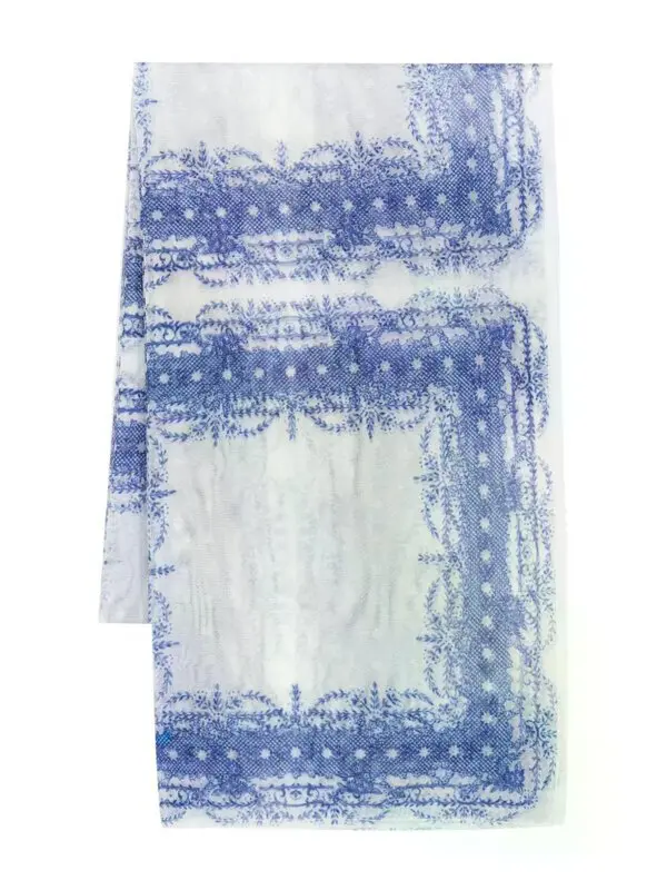 Philosophy Di Lorenzo Serafini Floral-print Tulle Scarf - Blue