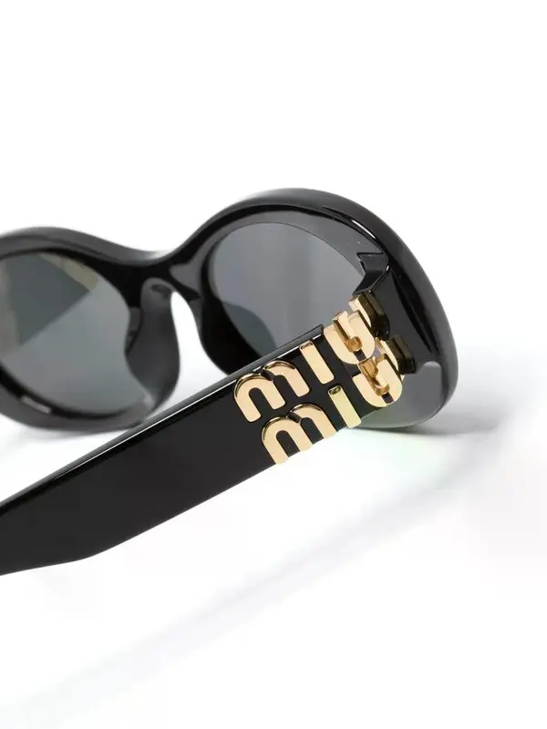 Miu Miu Miu Glimpse Oval-frame Sunglasses - Black