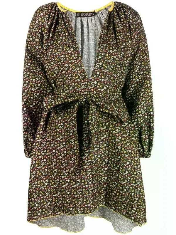 SIEDRES Belted Floral-print Dress