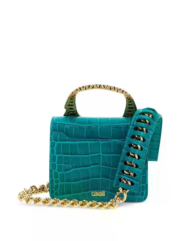 Roberto Cavalli Crocodile-effect Tote Bag With Panther Head Embellishments