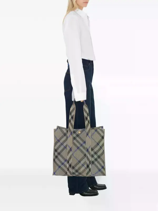 Burberry Check Knitted Tote Bag