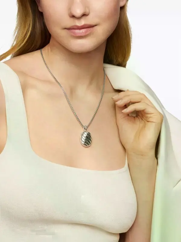 David Yurman Sterling Sculpted Cable Locket Pendant
