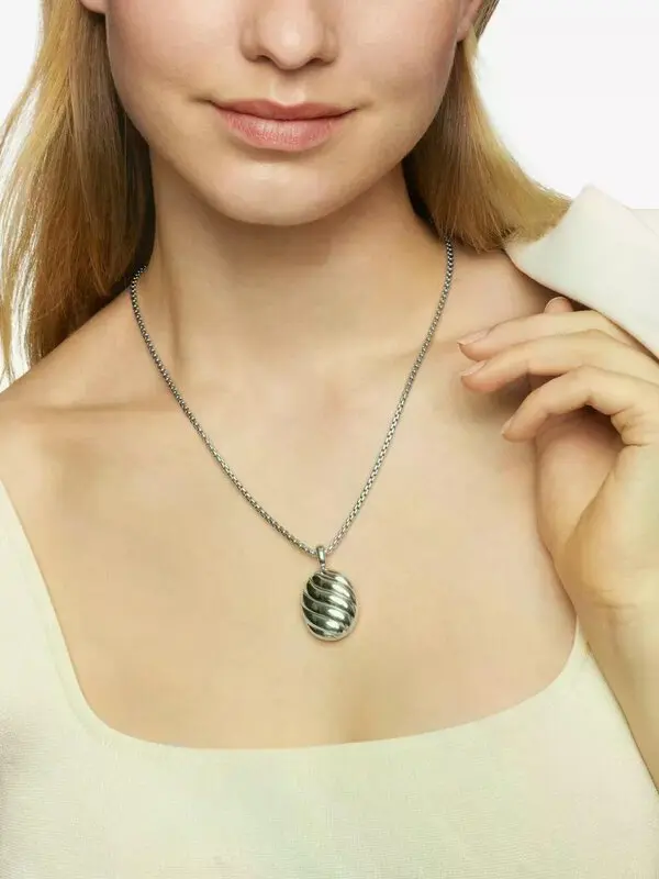 David Yurman Sterling Sculpted Cable Locket Pendant