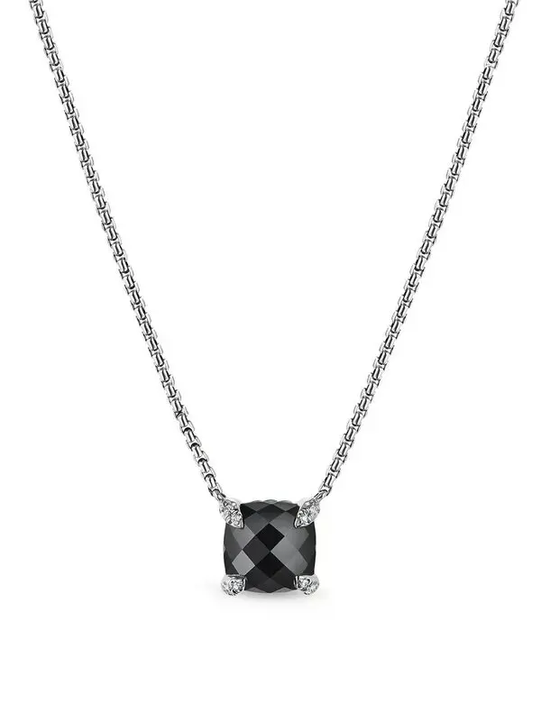 David Yurman Sterling Silver Petite Chatelaine Onyx And Diamond Necklace - Black