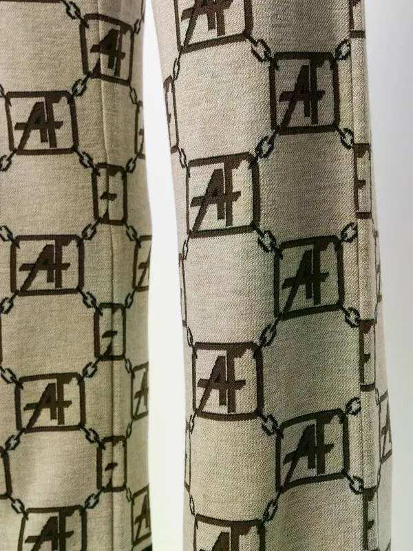 Alberta Ferretti Geometric Pattern Knitted Trousers - Brown