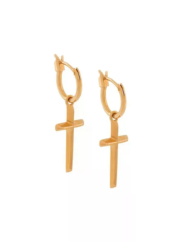 COUP DE COEUR Cross Hoop Earrings - Gold