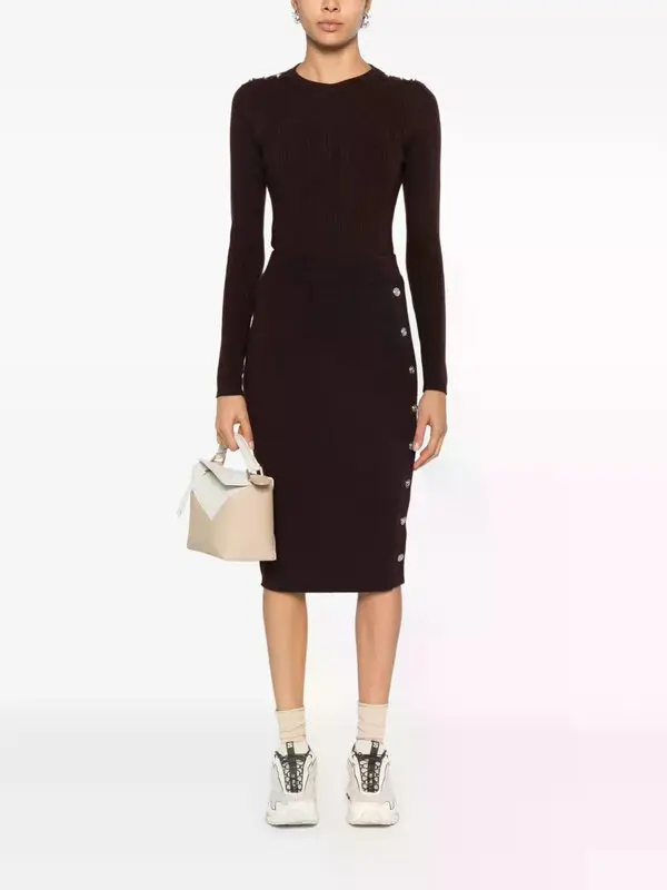Pinko Ribbed-knit Midi Skirt