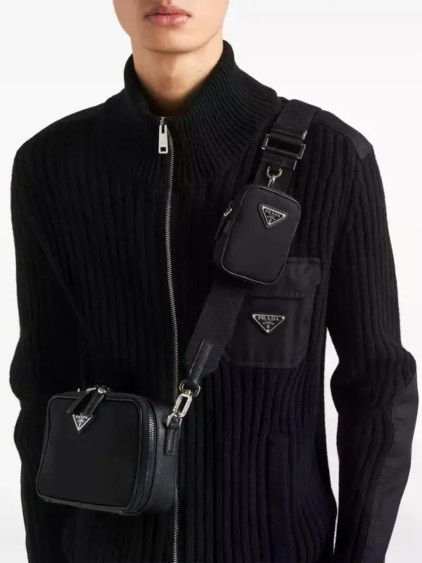 Prada Brique Re-nylon And Saffiano Leather Bag
