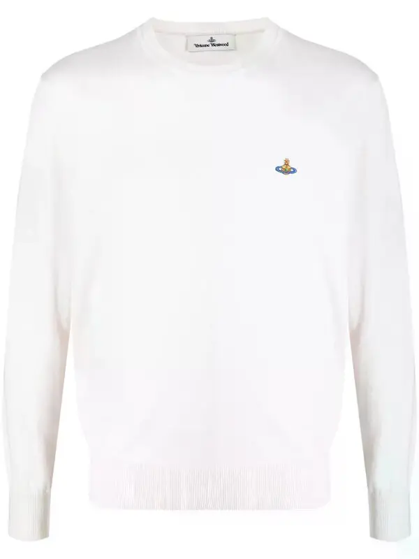 VIVIENNE WESTWOOD Orb-embroidered Crew-neck Jumper - Neutrals