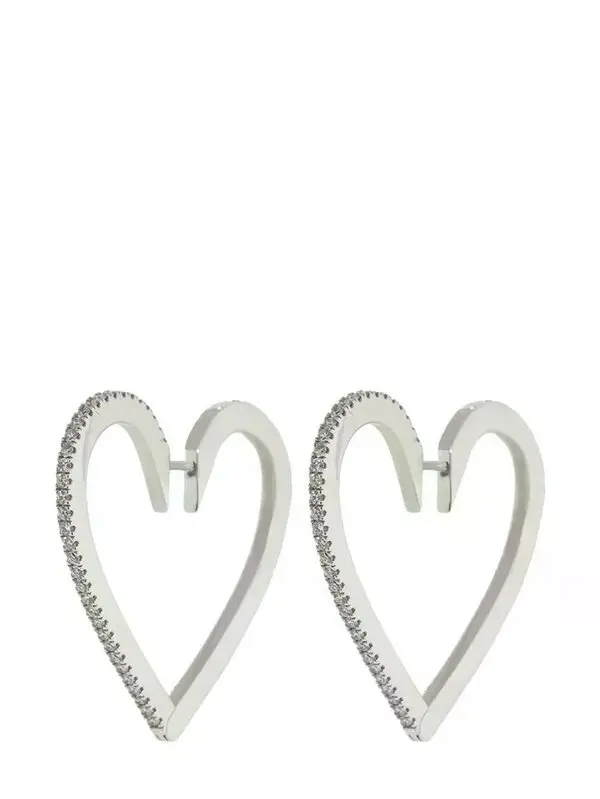 CADAR 18kt White Gold Heart Diamond Earrings - Silver
