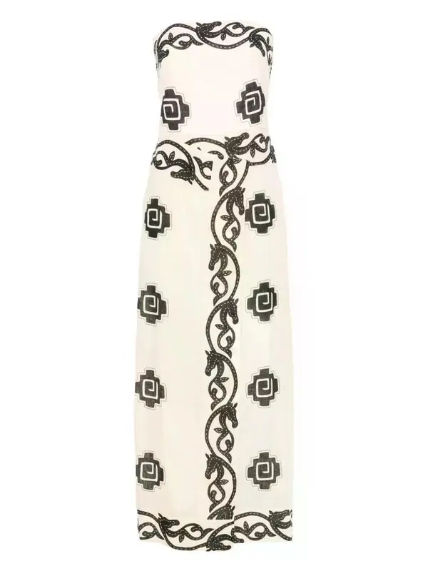 Johanna Ortiz Ancient Printed Strapless Midi Dress - Neutrals