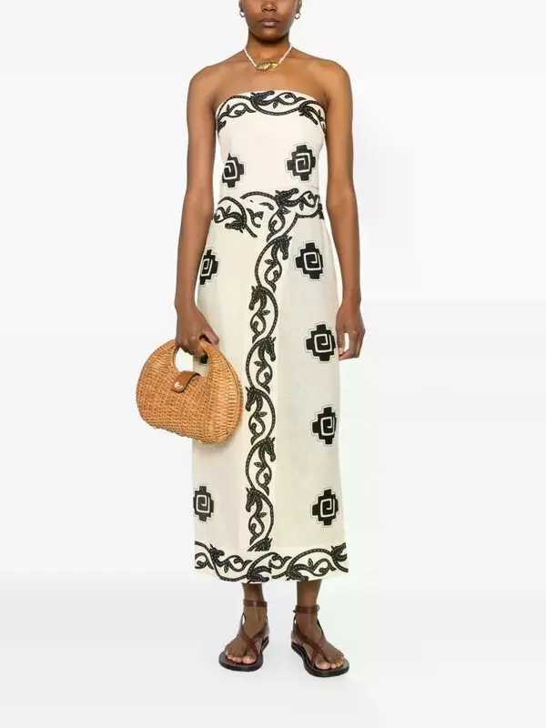 Johanna Ortiz Ancient Printed Strapless Midi Dress