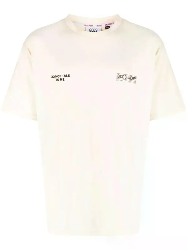 Gcds Slogan-print Cotton T-shirt - Neutrals
