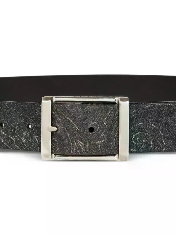 Etro Reversible Leather Belt - Grey