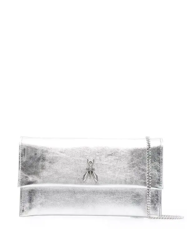 Patrizia Pepe Metallic-effect Leather Clutch
